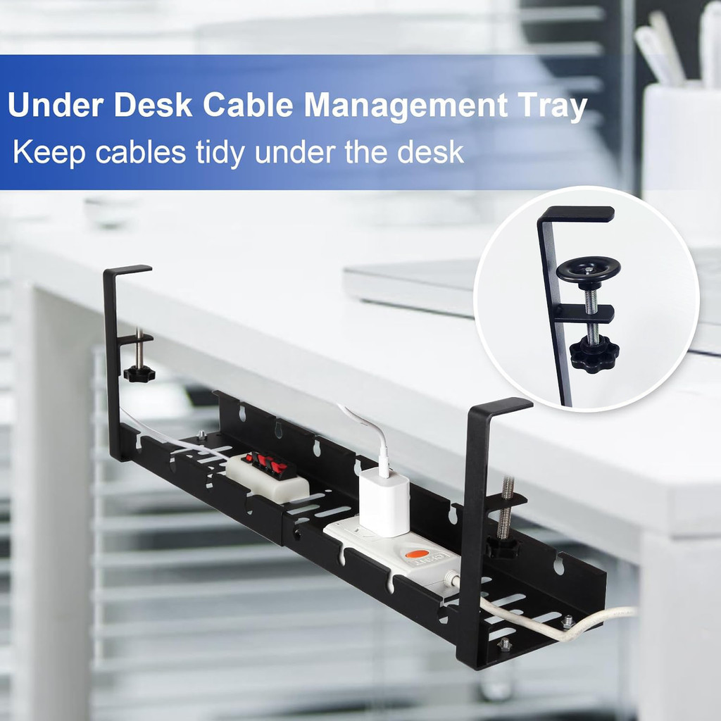Extendable Under Desk Cable Management Wire Organizer Tray Table Pc ...