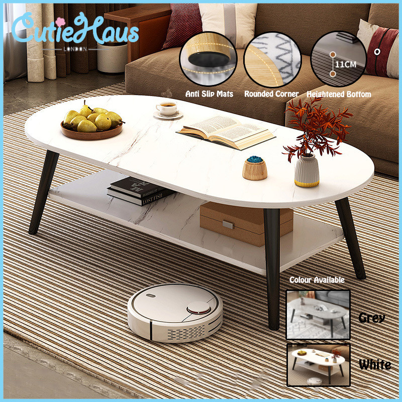 Cutiehaus 2 Layer Wooden Coffee Table Rounded Corner Home Living Room ...