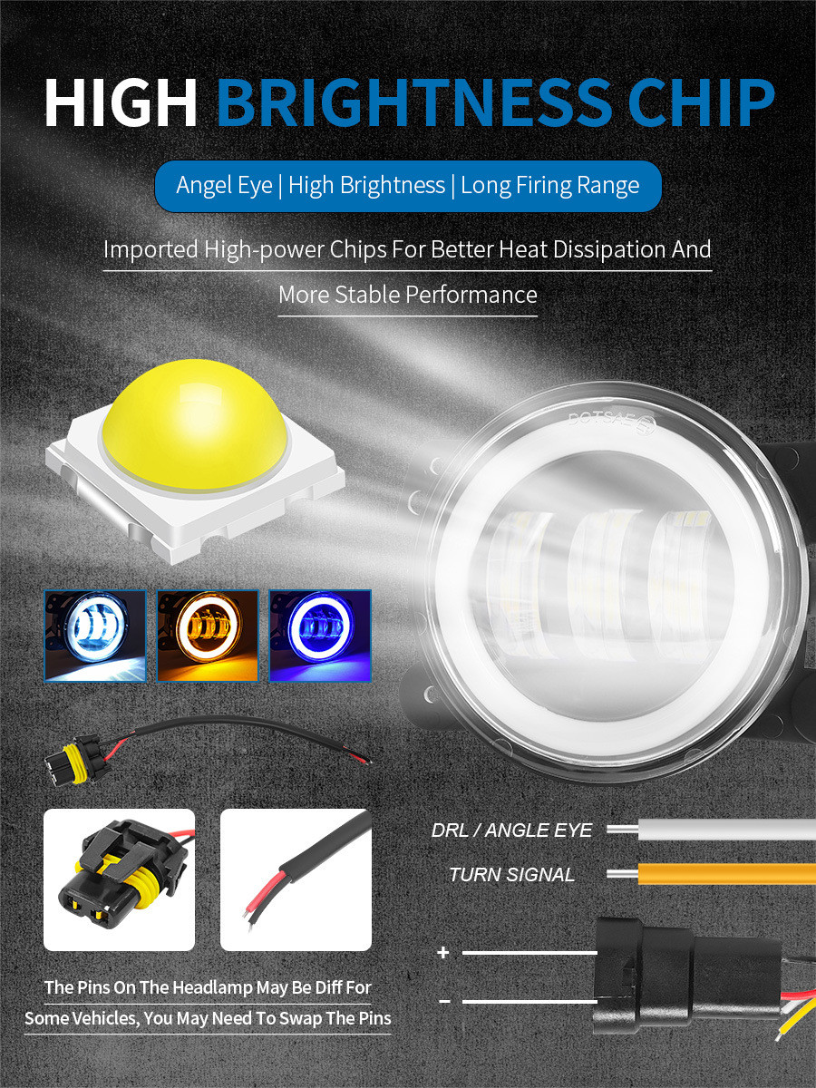 Wrangler 4 Inch 40W Blue Fog Light with Aperture Lens Modified White ...