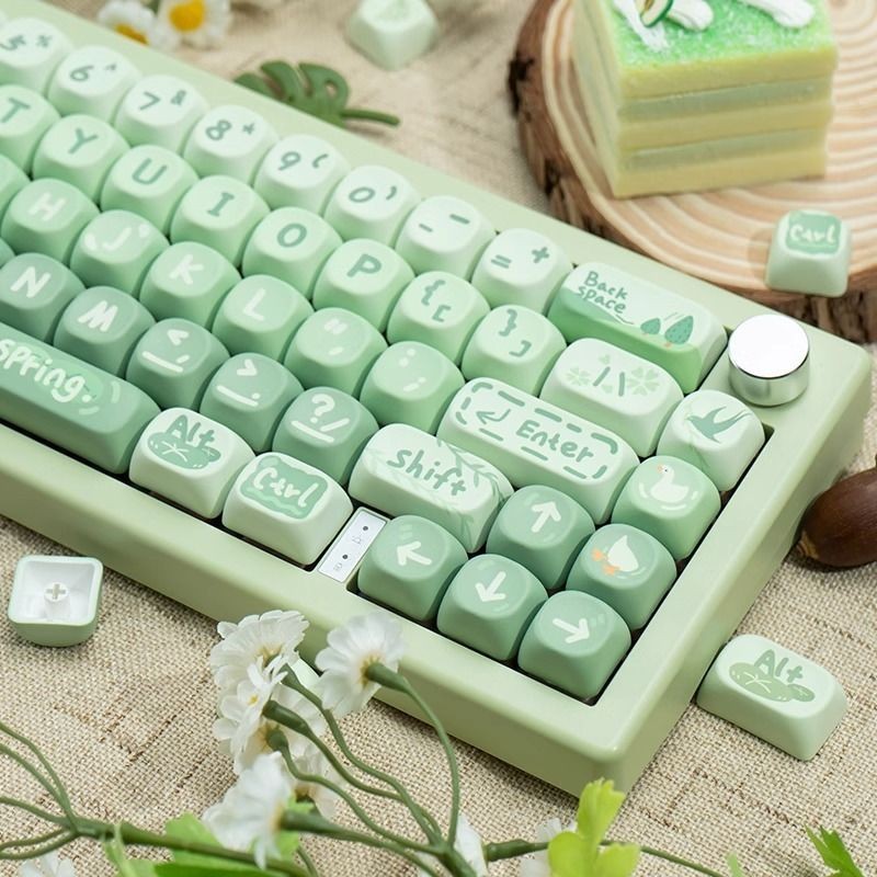 Spring Outing Keycap MOA Profile Thai English Matcha Green Theme PBT ...