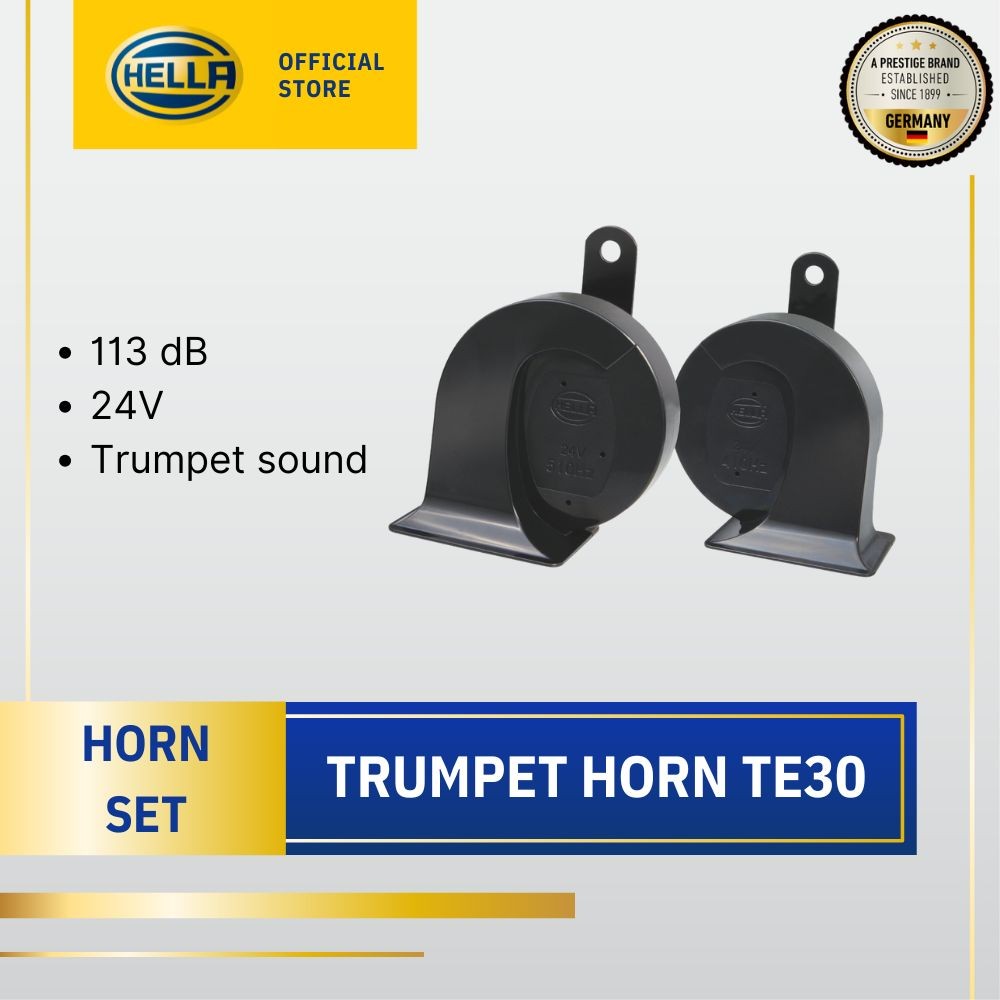 HELLA TE30 24V Trumpet Horn Set 113dB Harmonic dual tone for bus, lorry ...