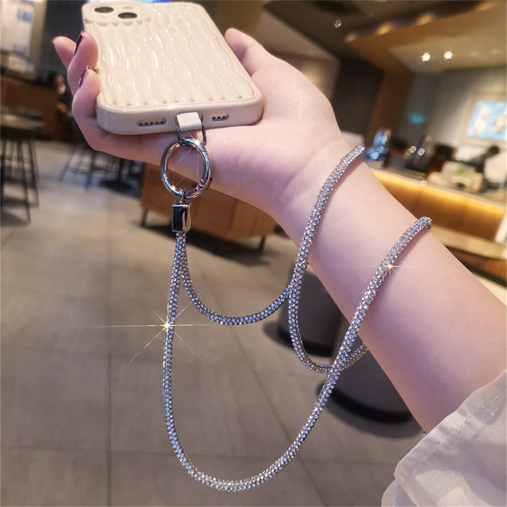 Luxury Phone Wrist Strap Lanyard Diamond Pendant Clip For iPhone 15 14 ...