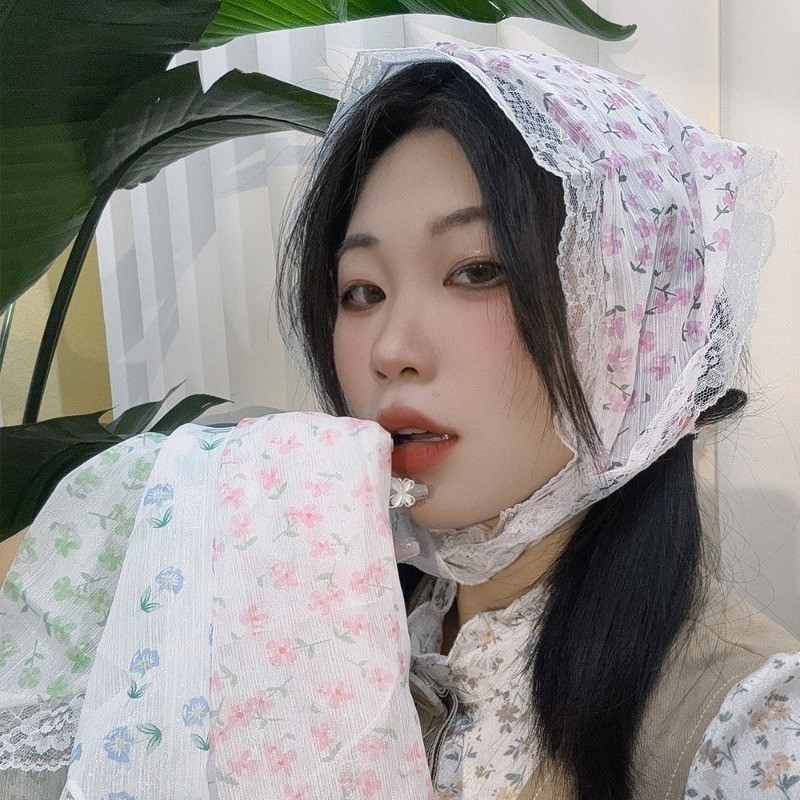 Lace Mesh Triangle Headscarf - Sweet, Korean INS Style, Pastoral Style ...