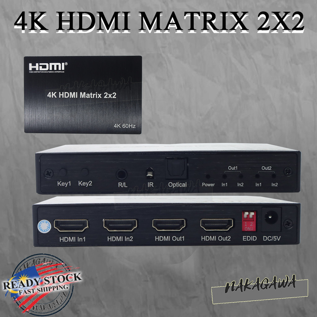 4K 60HZ 2X2 HDMI SWITCH SPLITTER 2 IN 2 / 4 OUT 2X4 HDMI SWITCHER 3D ...