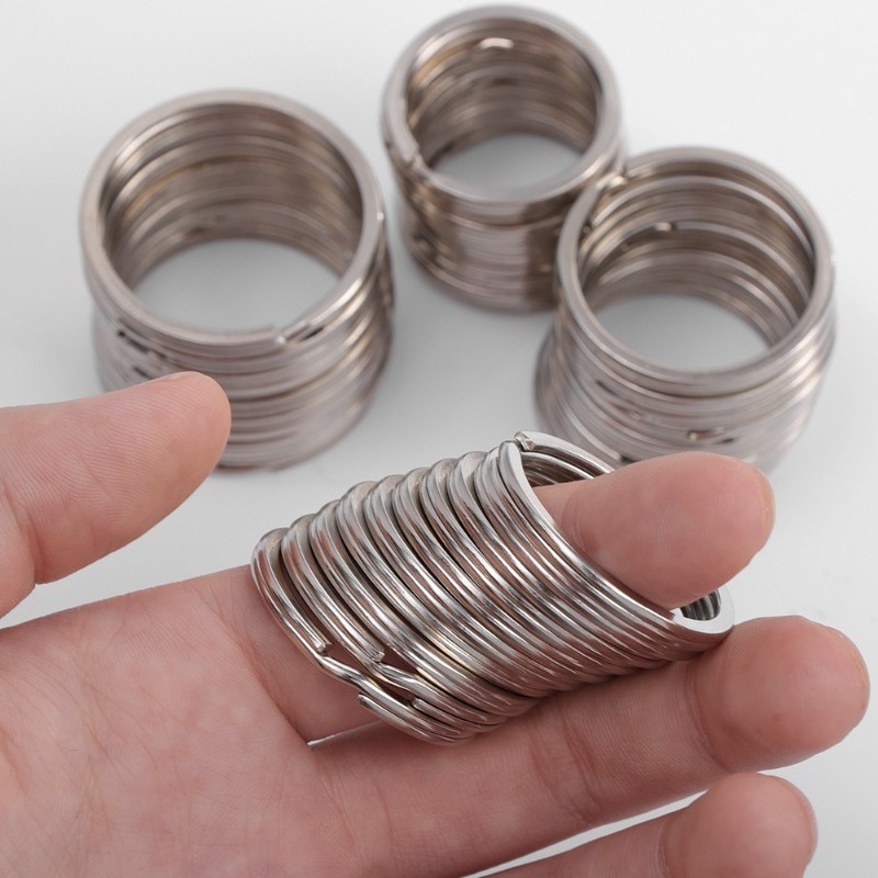 100/50/10Pcs Silver Plated Metal Blank Keyring Keychain Split Ring ...