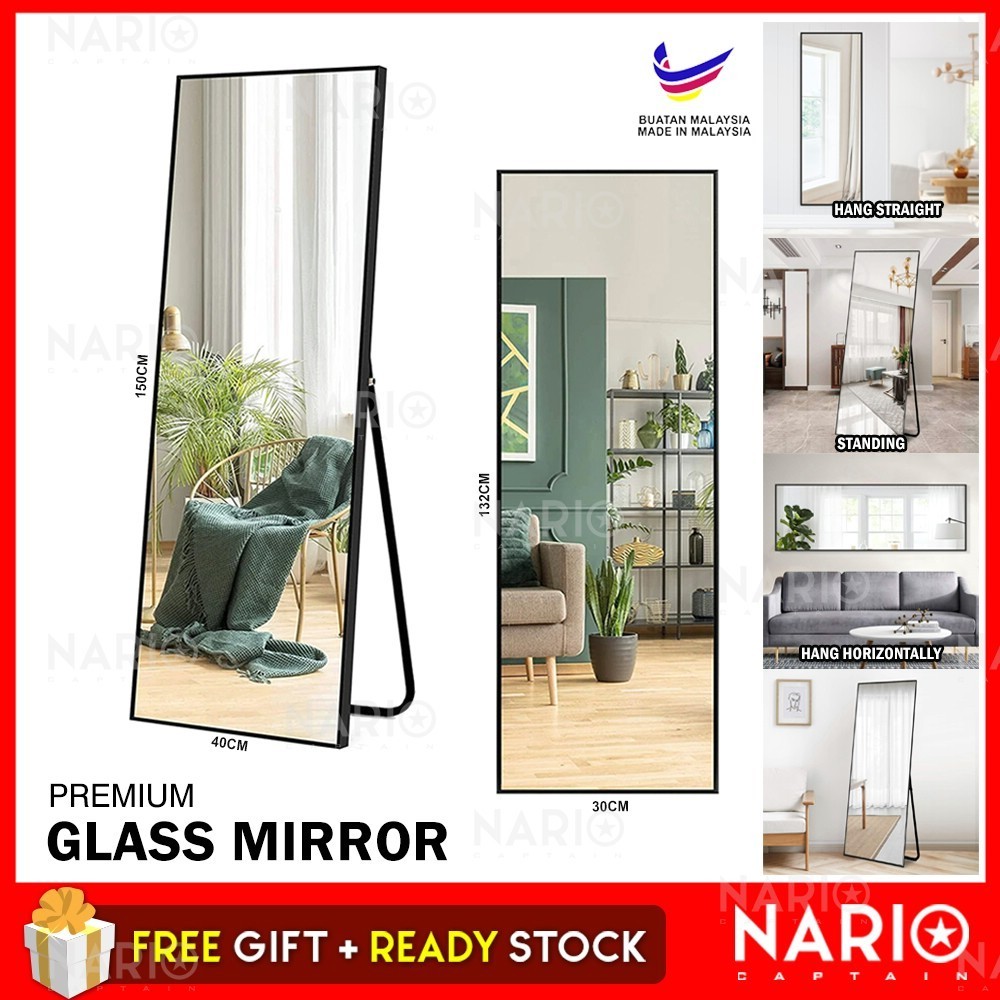 NARIO 150CM Premium Aluminum Standing Mirror Glass Wall Hanging Long ...