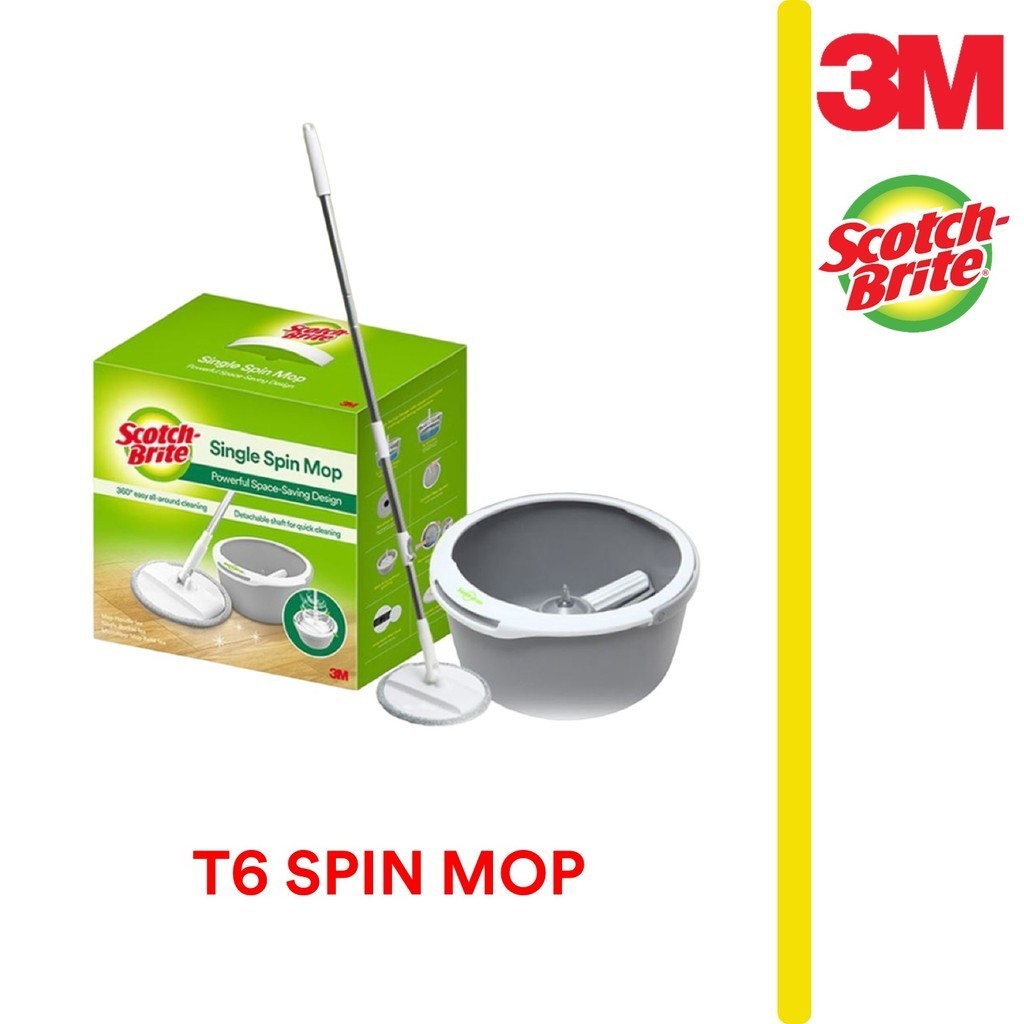3M Scotch Brite Single Microfiber Cloth T6 Spin Mop Bucket Set | Shopee ...
