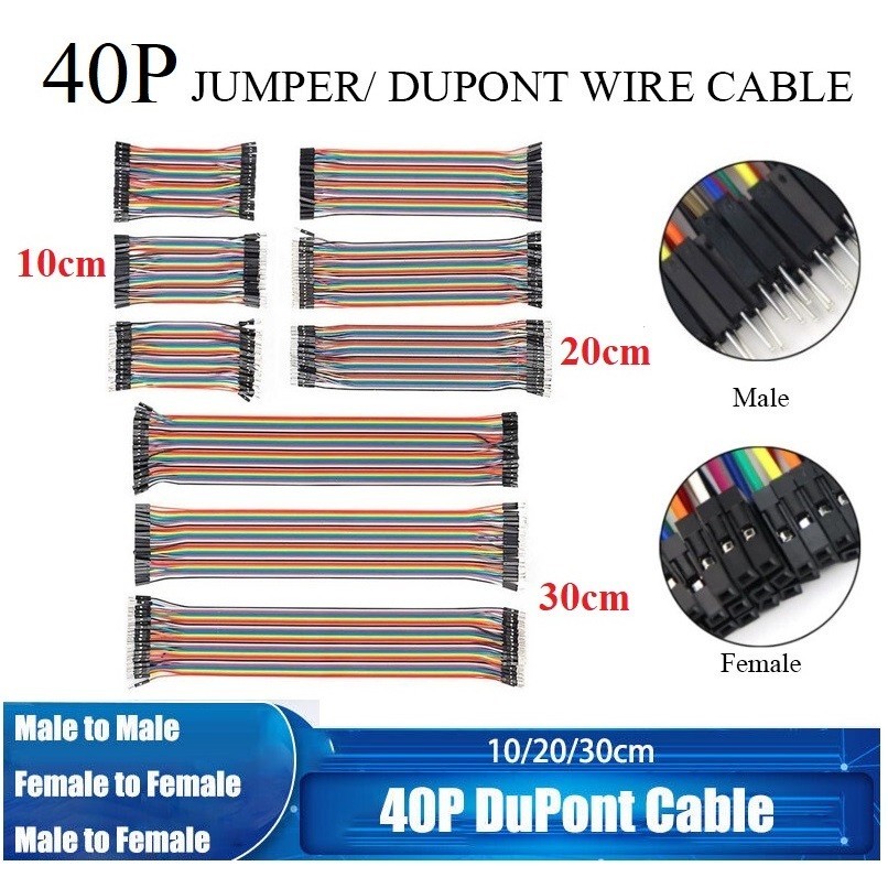 Arduino Dupont Jumper Wire 40 Pins 2.54mm Male to Female / Male-Male ...