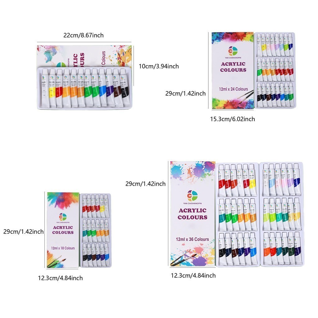 12/18/24/36 colors Acrylic Paint Set, 12 ml, Waterproof Art Craft ...