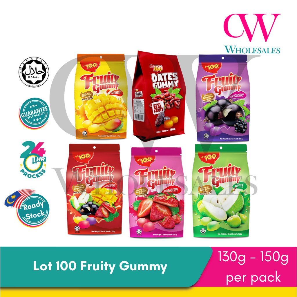 Lot 100 Fruity Gummy Assorted Flavor (130g - 150g Per Pack) | Shopee Malaysia