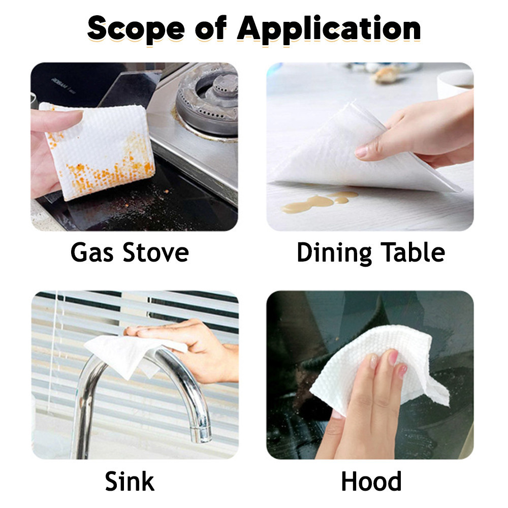 [80 PULLS/PACK] Borong365 Disposable Kitchen Wet Wipe Degreasing Lap ...