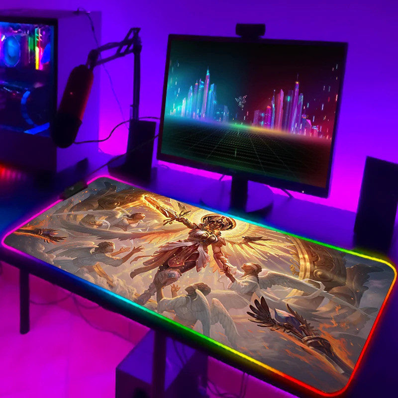 RGB Deskpad Fantasy Art Large Mouse Pad Xxl With Wire Backlight Desk ...
