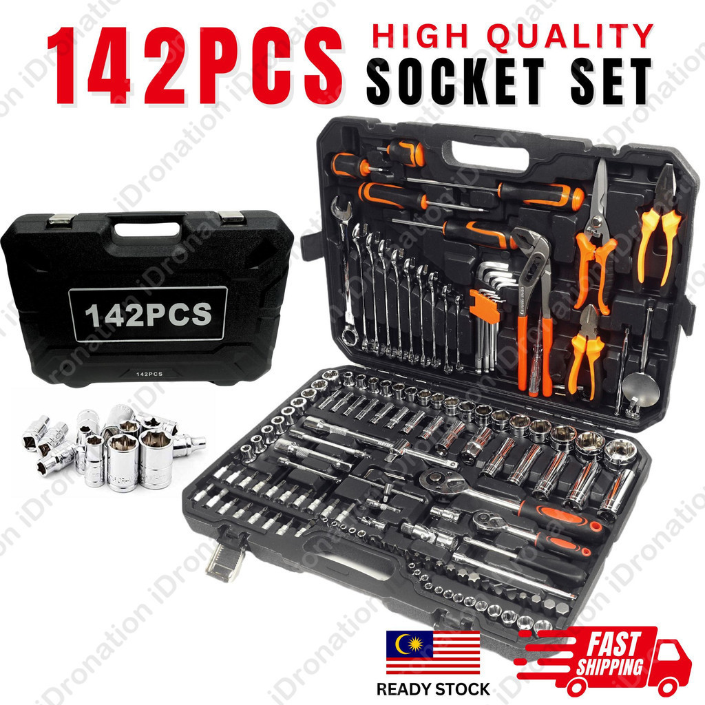 Socket Set 142PCS Combination Ratchet Wrench Tool Set 142PC Sleeve Bolt ...