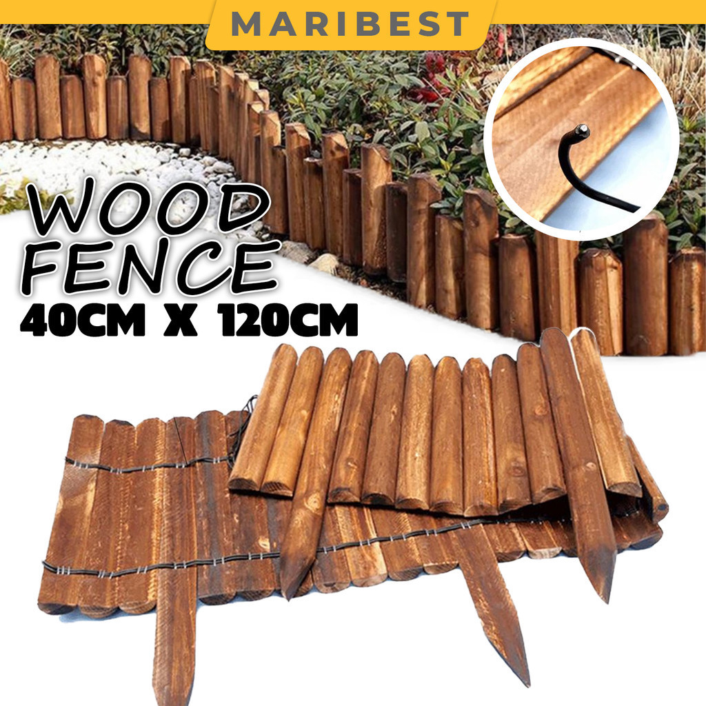 40cm Wooden Ground Fencing Flexible Round Wood Fence Pagar Kayu Wood ...