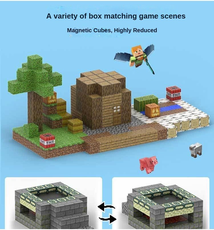 Minecraft my world magnetic cube building blocks DIY peripheral magnet ...