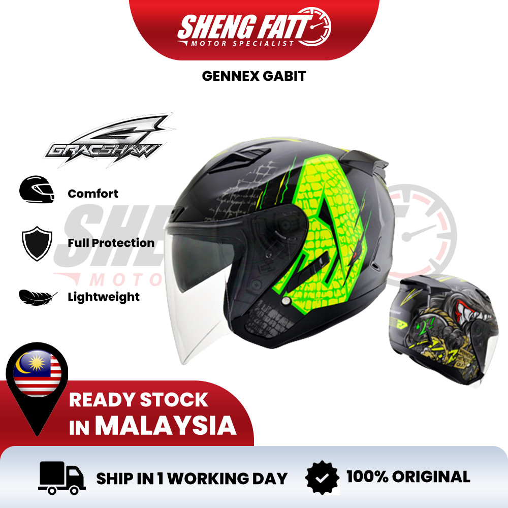 GRACSHAW GENNEX GABIT 27 Helmet Motor With Visor Topi Keledar ...