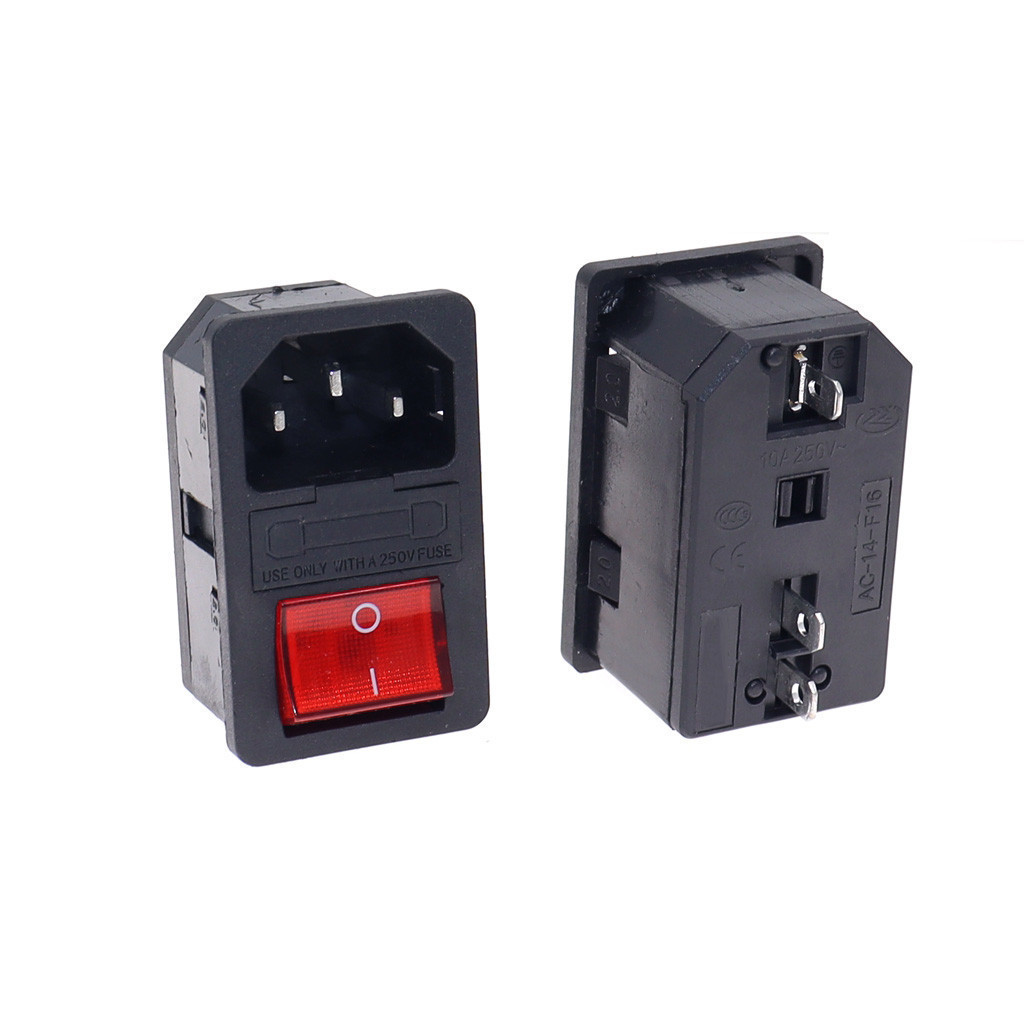 New Integral Red Light 10A250VAC Rocker Switch Power Rocker Fused IEC ...