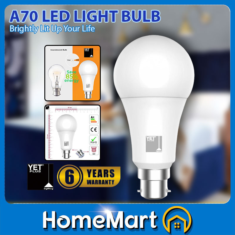 Lampu YETPLUS Led Bulb B22 A70 6500K Lampu Led Siling Mentol B22 LED ...
