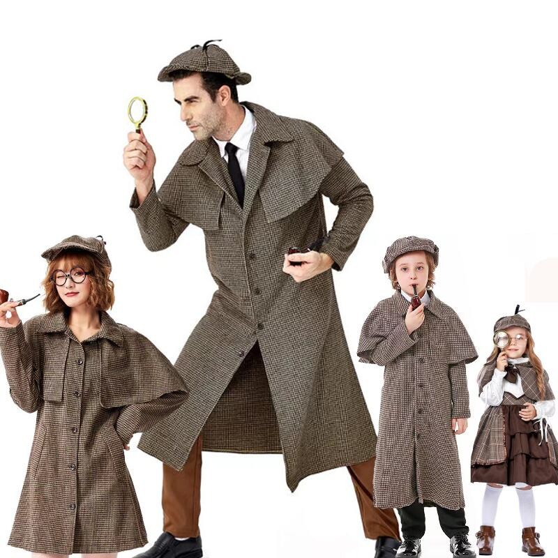 Halloween Detective Sherlock Holmes Cosplay cos Costume Adult Children ...