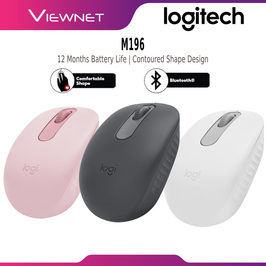 LOGITECH M196 BLUETOOTH WIRELESS MOUSE COMPACT | 12 MONTHS BATTERY LIFE ...