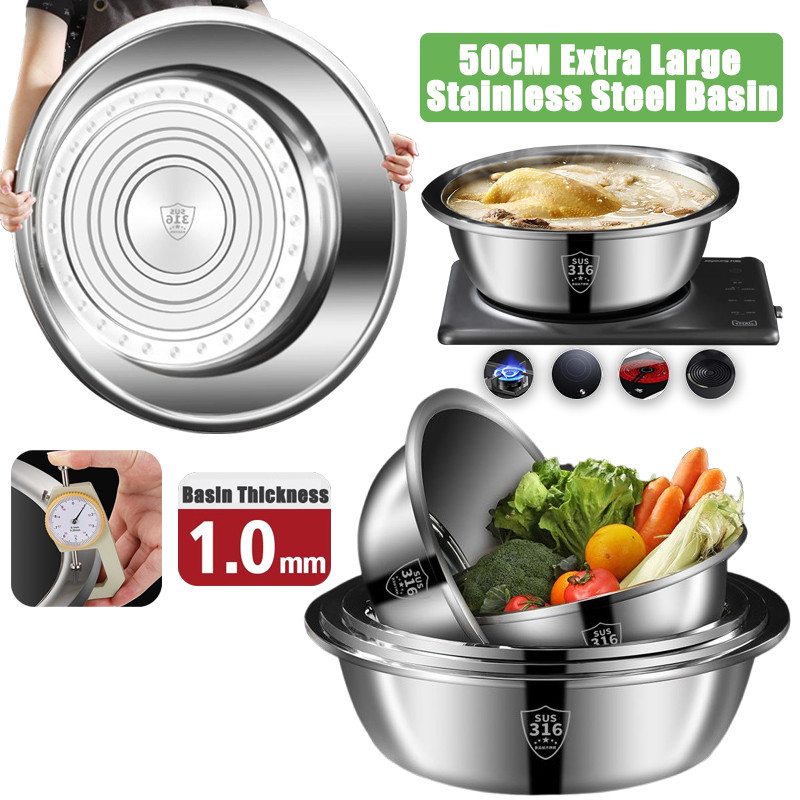 28-50CM Large Stainless Steel Basin Stainless Steel Bowl Large Mixing ...