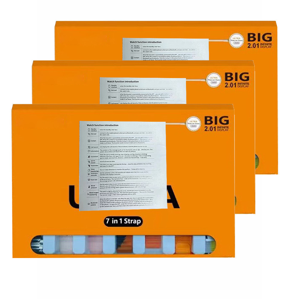 7in1 Ultra Smart Watch with 7 Straps Metal Ocean Rubber Nylon 49mm ...