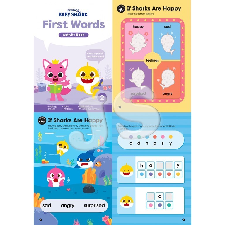 BABY SHARK FIRST WORDS ACTIVITY BOOK | PHONICS & MATHS ACTIVITY WITH STICKER BOOK 1 2 3 4 ...