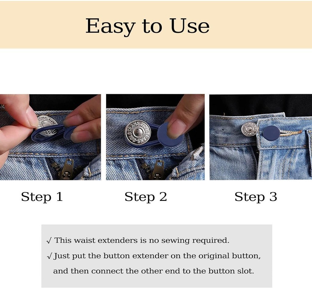 Adjustable Waist Brooches Pants Extender Button Tighten For Loose Denim ...