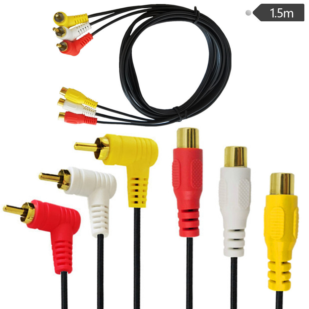 Gold-plated AV Lotus Audio Cable 6-Head RCA Male to Female 3 to 3 TV ...