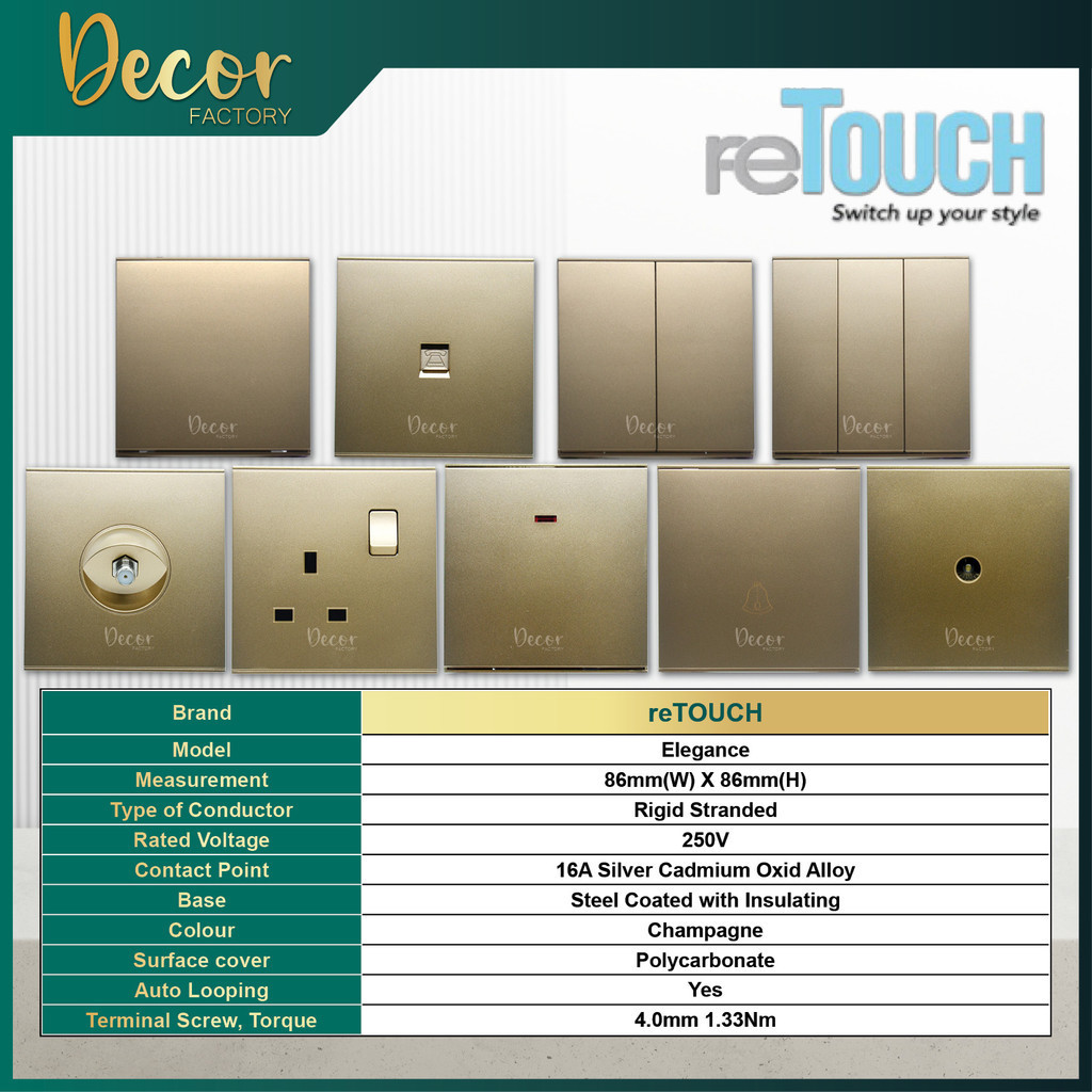 [SIRIM] RETOUCH ELEGANCE SENSE Switch Socket Modern Design Wall Slim ...