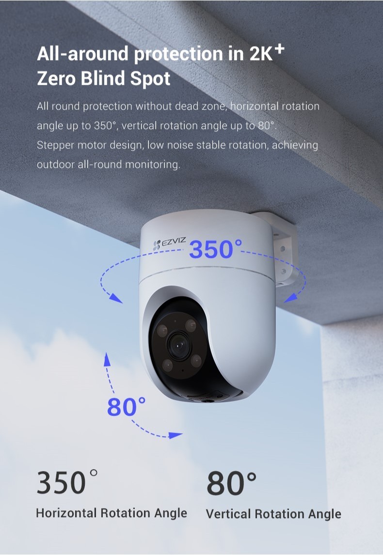 Ezviz H8C 2K⁺ 1440P Pan & Tilt Rotate 360° Outdoor Smart Color Night Vision Two Way Talk Wi-Fi ...