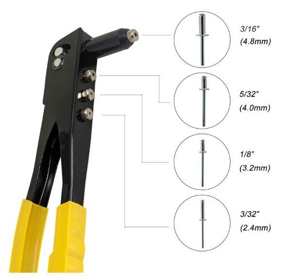 STD Hand Riveter Yellow Handle Pop Rivet Riveting Aluminum Nail Puller ...