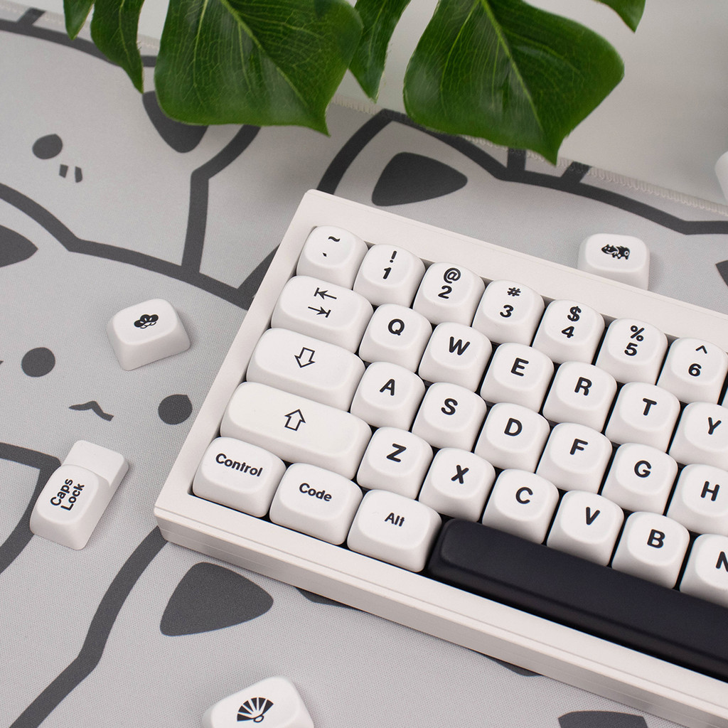 BOW Black White English German Keycaps MOA Profile Round cute keycaps ...