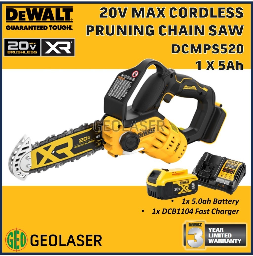 DEWALT 20V MAX DCMPS520 CORDLESS (BRUSHLESS) PRUNING CHAINSAW DCMPS520N ...