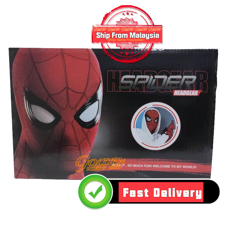 Spiderman 1:1 Headgear Cosplay Moving Eyes Mask Retractable Helmet Toys ...