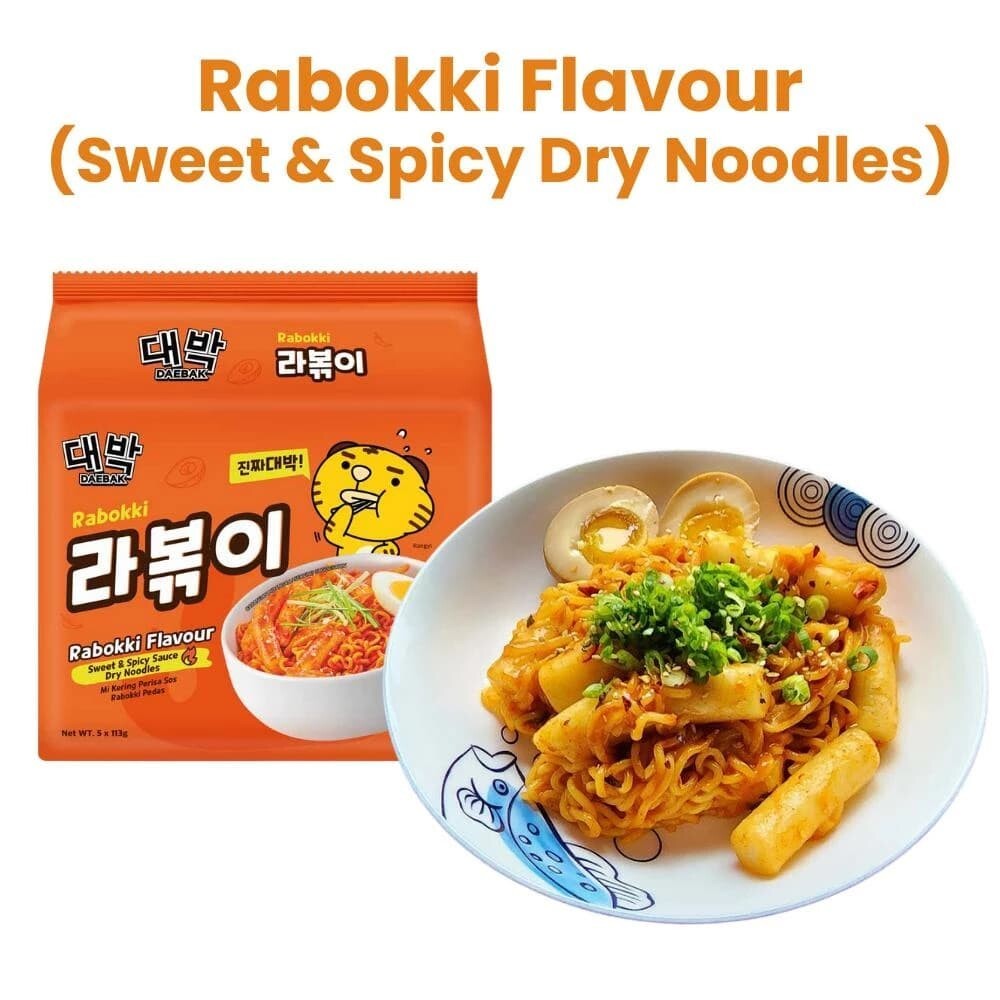 [SC] Daebak Korean Flavoured Ramyeon 101g x 5's ( Rabokki/ Seafood ...