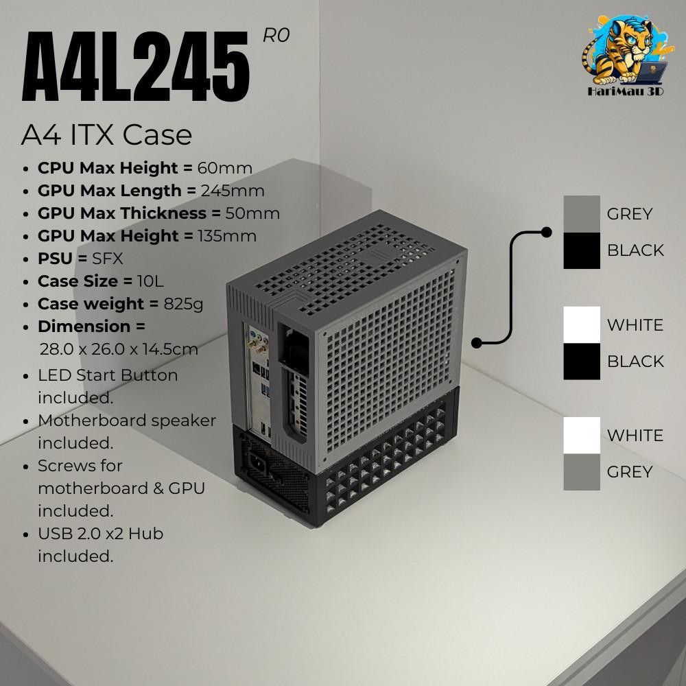 [ A4L245 ] ITX Case / Casing ( A4 / Ultra Passive Cooling / Dual Tone ...
