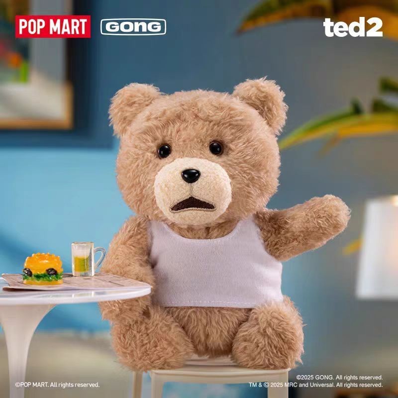 Genuine POP MART Ted2 Teddy bear Joint movable vinyl plush pendants popmart official art toy ...