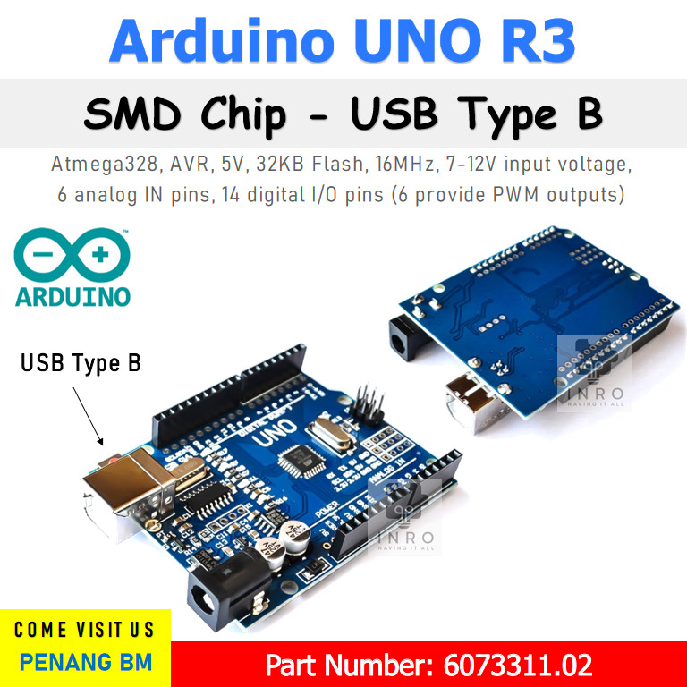 Arduino UNO R3 | SMD package microcontroller | Compatible version ...