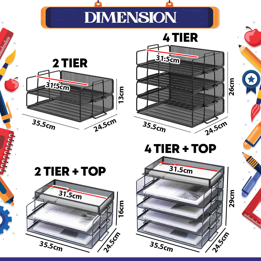 Encora Multi-Layer Document Tray Desk Paper Organizer Rak File Office ...