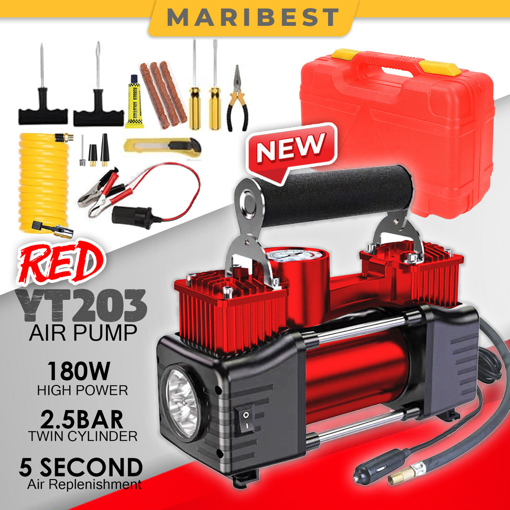 12v Heavy Duty Portable Air Pump Tyre 150PSI Mini Air Compressor Double ...