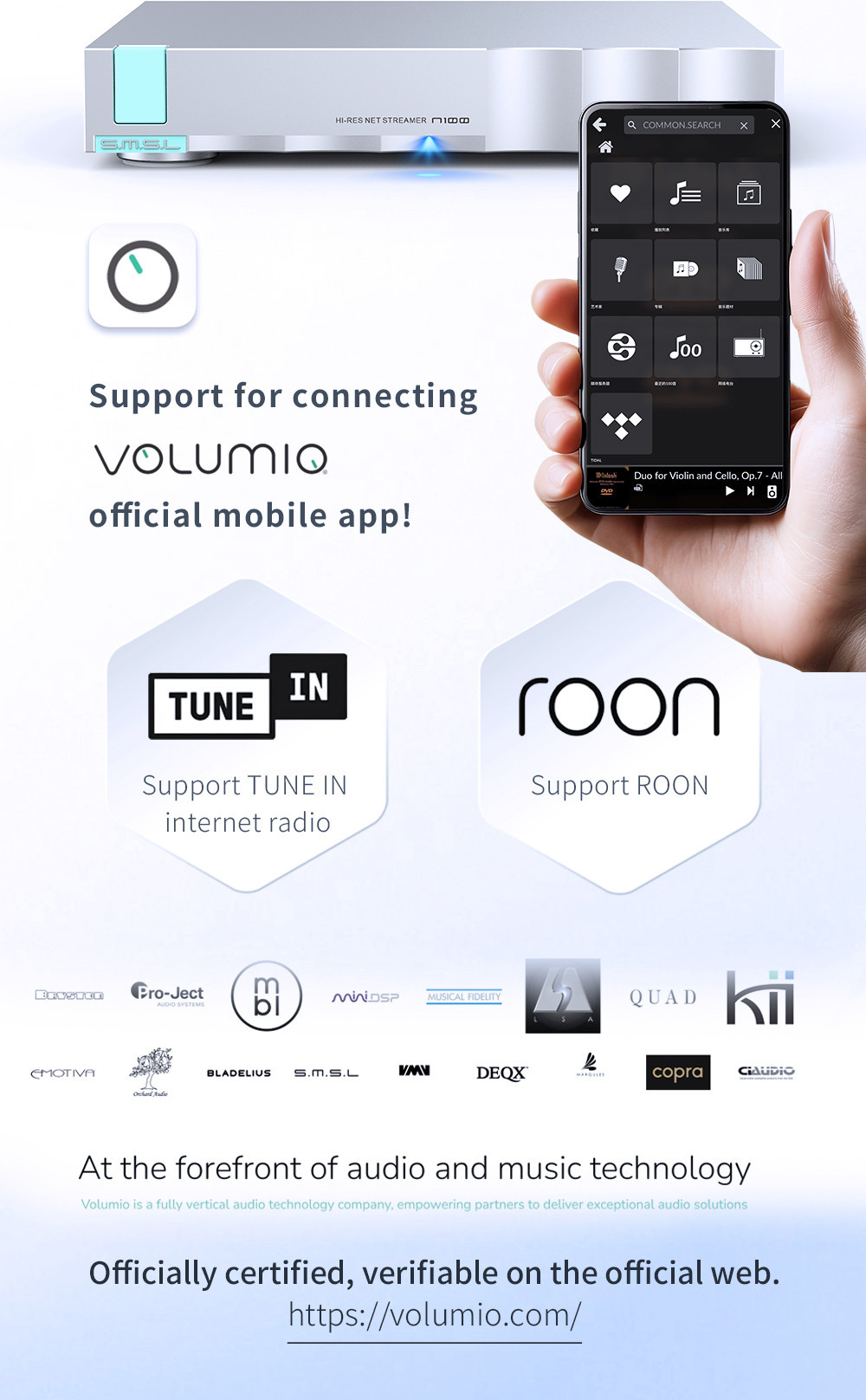 SMSL N100 Hi-Res Net streamer support all Functions of VOLUMIO supports TIDAL / QOBUZ Airplay ...