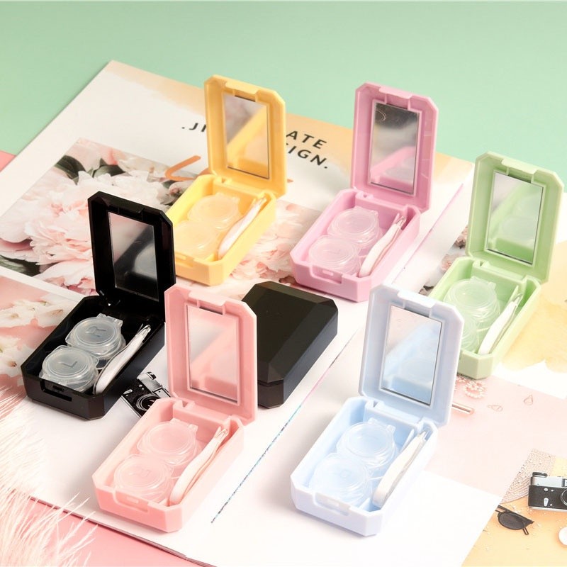 EYESHARE There Is A Mirror in The Square Contact Lens Box with A Flip ...