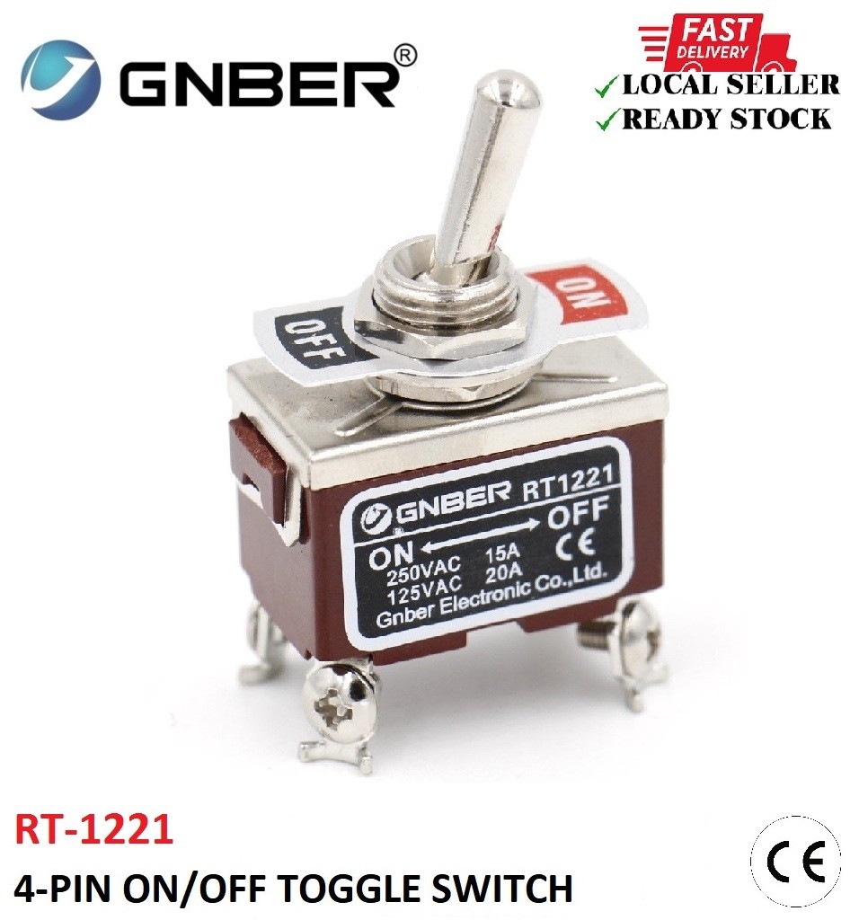 GNBER RT-1221 Toggle Switch DPST ON/Off 2 Position AC 15A/250V 20A/125V ...