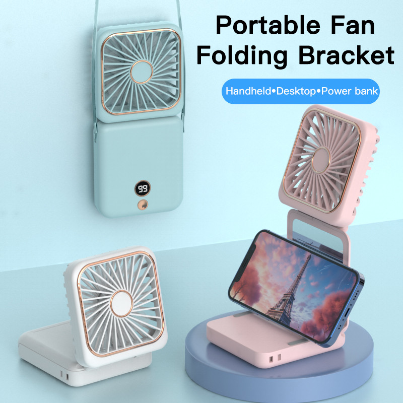 2PCS Multifunction Foldable Fan 3IN1 Fan With Mirror And Lace ...