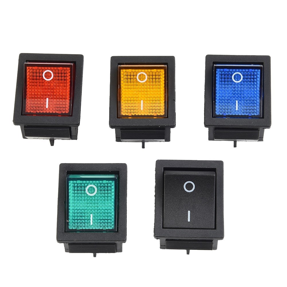 5PCS 2 Position Rectangular Rocker Switch Latching On Off DPST 4 Pin ...