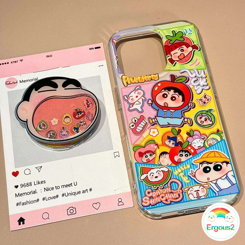 Big Mouth Crayon Shin Chan Casing + Bracket Compatible for IPhone 16 14 ...
