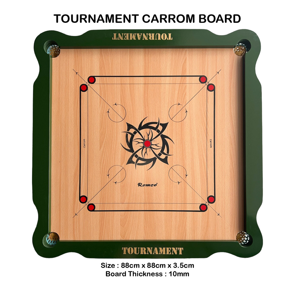 Romco Carrom Board Tournament with Carrom Men / Carrom Stricker Smooth ...