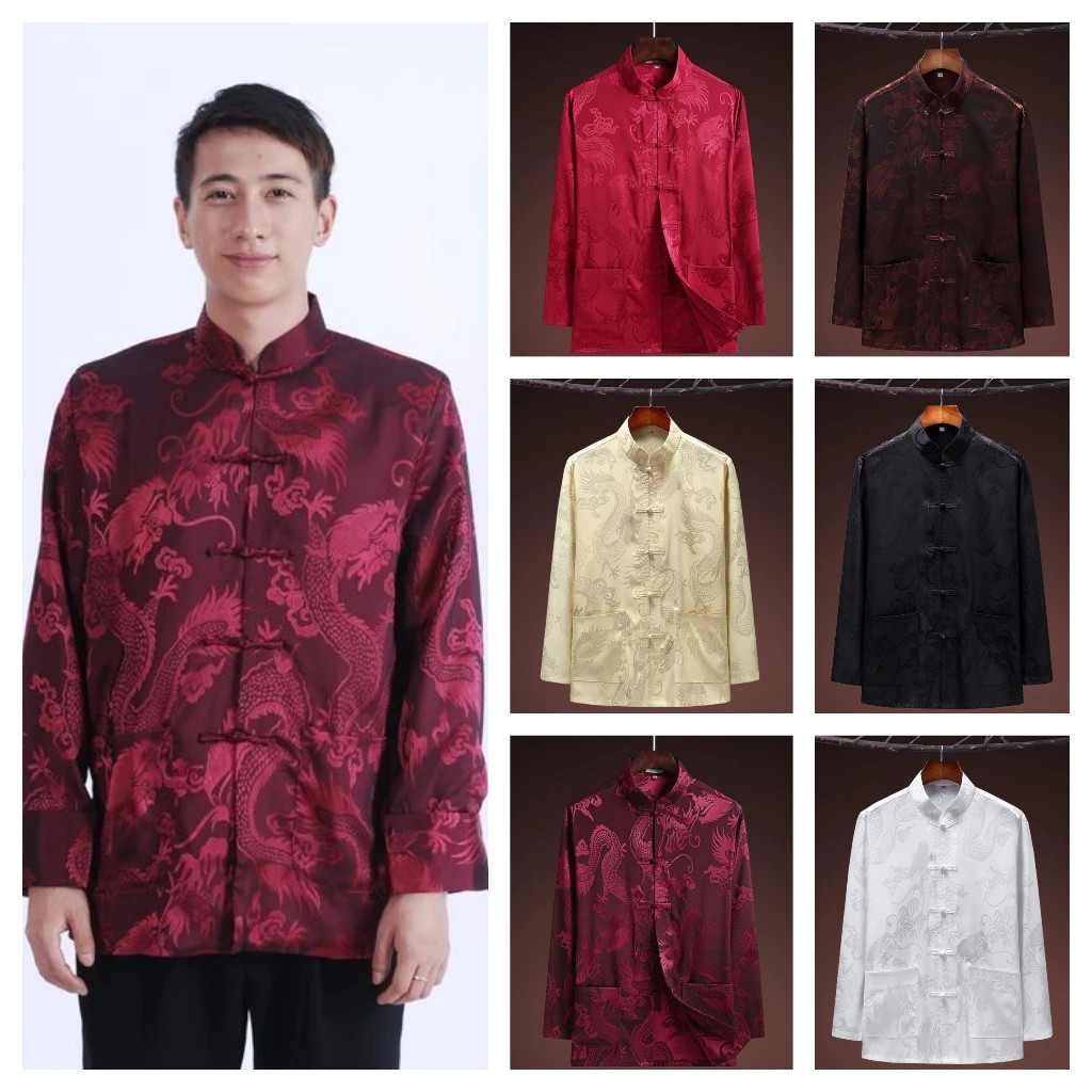 in stock (MY Stock) Men Samfu Traditional Long Sleeve Cina Baju Raya ...