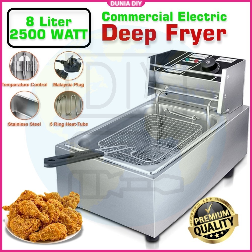 8L 2.5kw Commercial Stainless Steel Single Tank Electric Deep Fryer ...